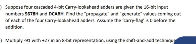 Solved Suppose four cascaded 4-bit Carry-lookahead adders | Chegg.com