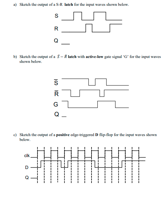 Solved a) Sketch the output of a S-R latch for the input | Chegg.com