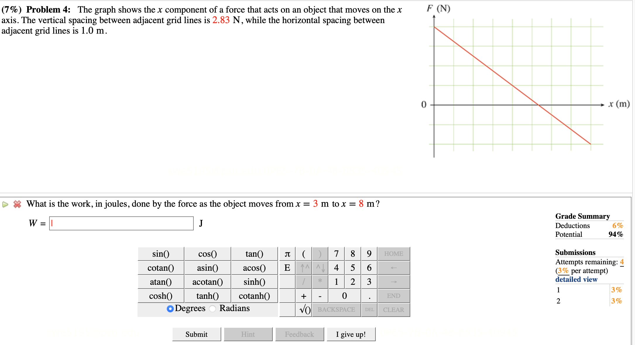 Solved (7\%) Problem 4: The graph shows the x component of a | Chegg.com Solved (7\%) Problem 4: The graph shows the x component of a | Chegg.com
