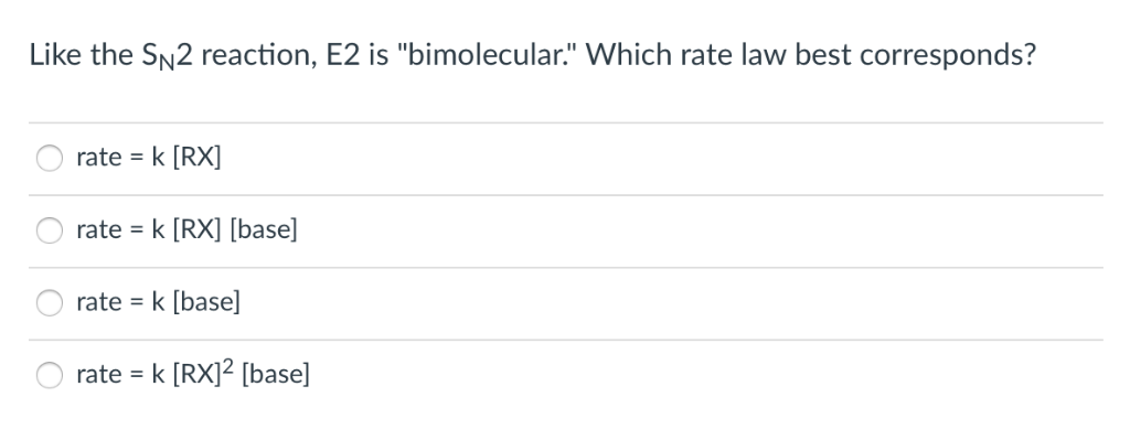 Solved The E2 reaction occurs in the presence of a | Chegg.com