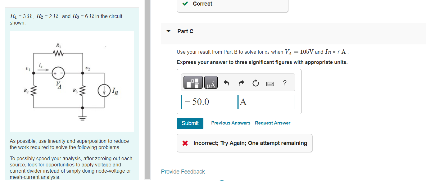 Solved R1=3Ω,R2=2Ω, and R3=6Ω in the circuit shown. Part C | Chegg.com