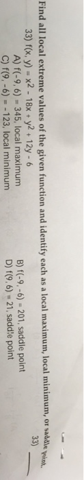 Solved Find all local extreme values of the given function | Chegg.com