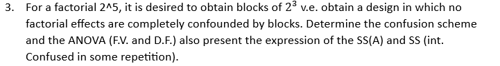 For a factorial 2∧5, it is desired to obtain blocks | Chegg.com