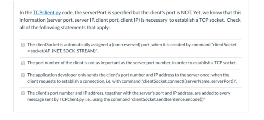 Solved In the TCPclient.py code, the server Port is | Chegg.com