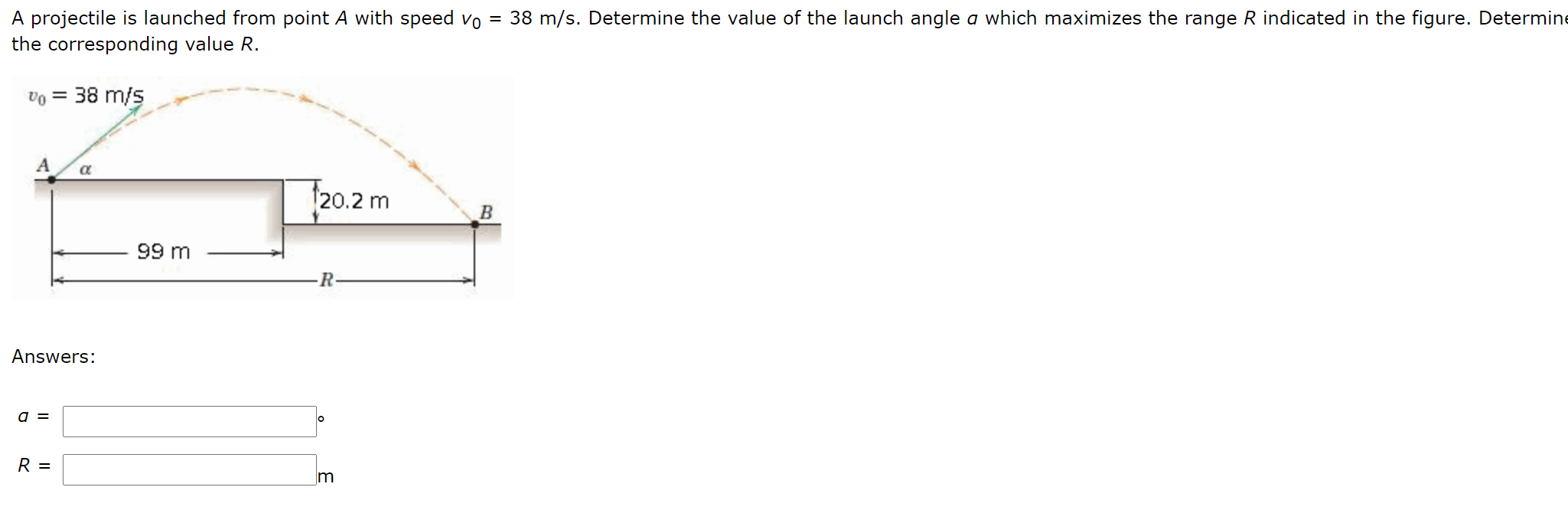 Solved A projectile is launched from point A with speed Vo = | Chegg.com