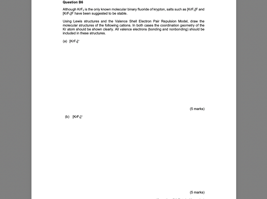 Solved Although KrF2 is the only known molecular binary | Chegg.com