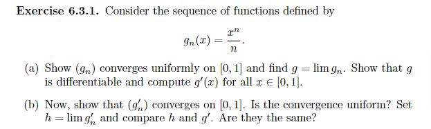 Solved Exercise 6.3.1. ﻿Consider the sequence of functions | Chegg.com