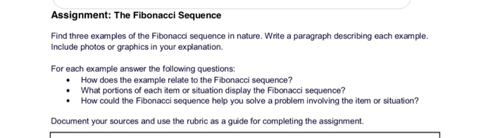 Solved Assignment: The Fibonacci Sequence Find three | Chegg.com