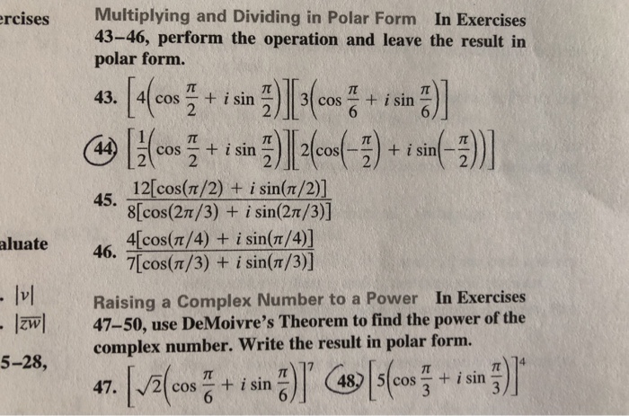 Solved Multiplying and Dividing in Polar Form In Exercises | Chegg.com