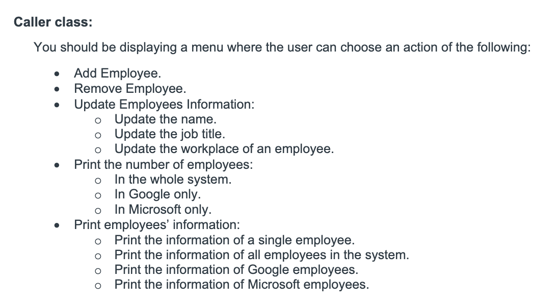 Solved Programming assignment 3 Employee Management System | Chegg.com