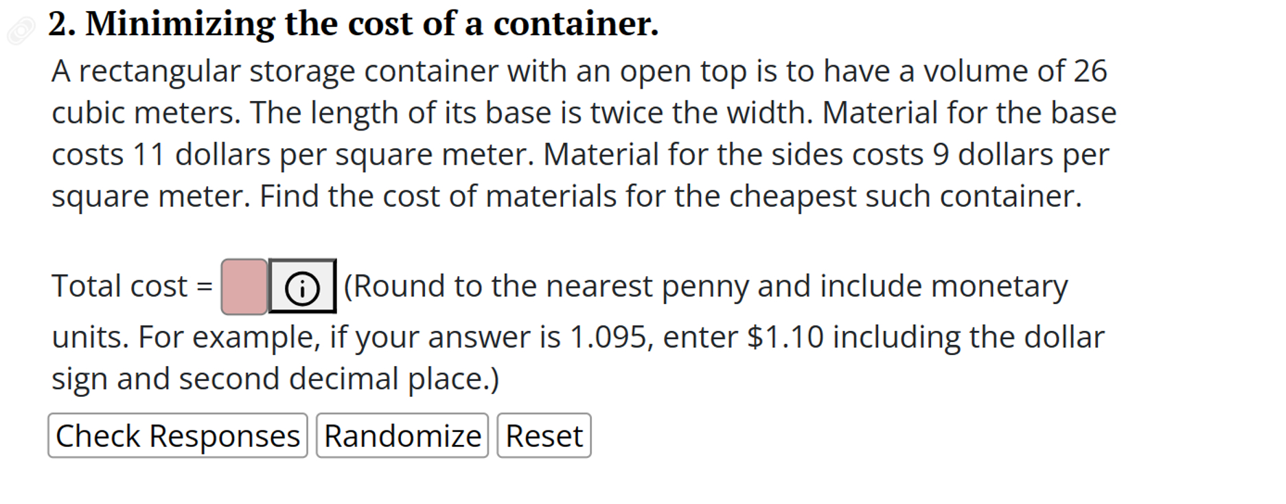 Solved Minimizing the cost of a container.A rectangular | Chegg.com