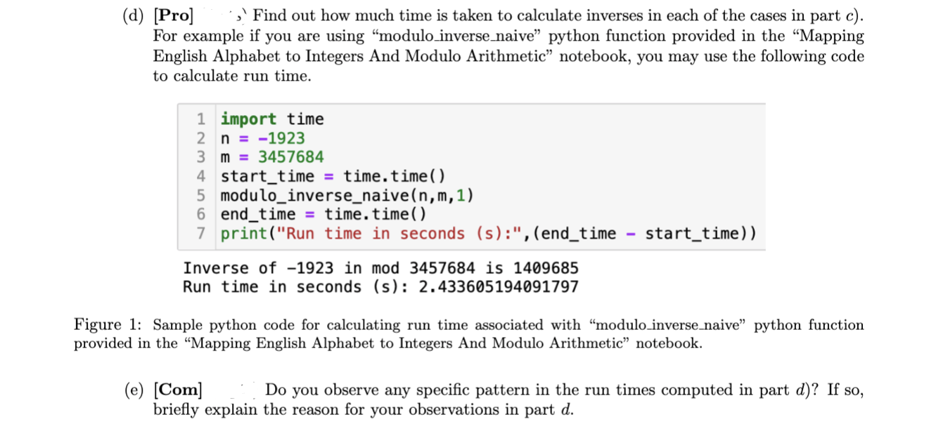 Solved [Com] (1pt×5=5pts) Please find i)(a−1)(modm) and | Chegg.com
