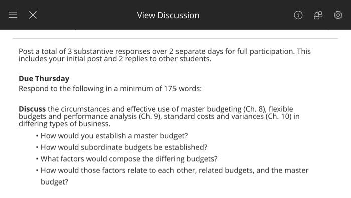 Solved View Discussion Post a total of 3 substantive | Chegg.com
