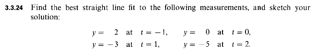 Solved 3.3.24 Find the best straight line fit to the | Chegg.com