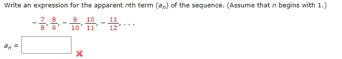 Solved Write an expression for the apparent nth term (an) of | Chegg.com