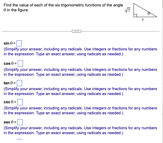Solved Find the value of each of the six trigonometric | Chegg.com