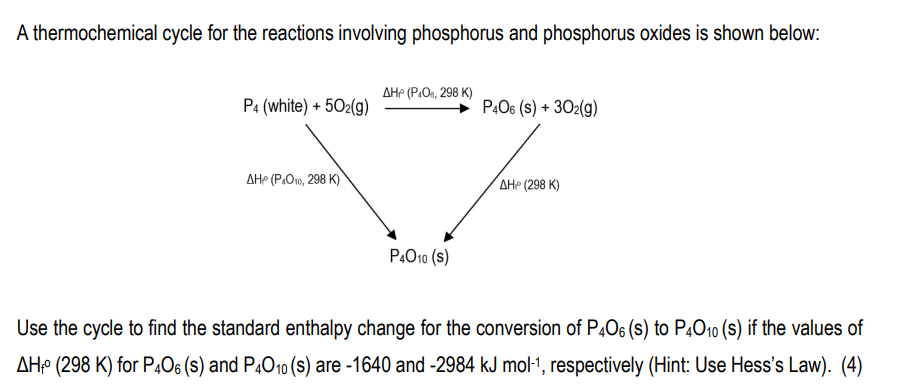 Solved A thermochemical cycle for the reactions involving | Chegg.com