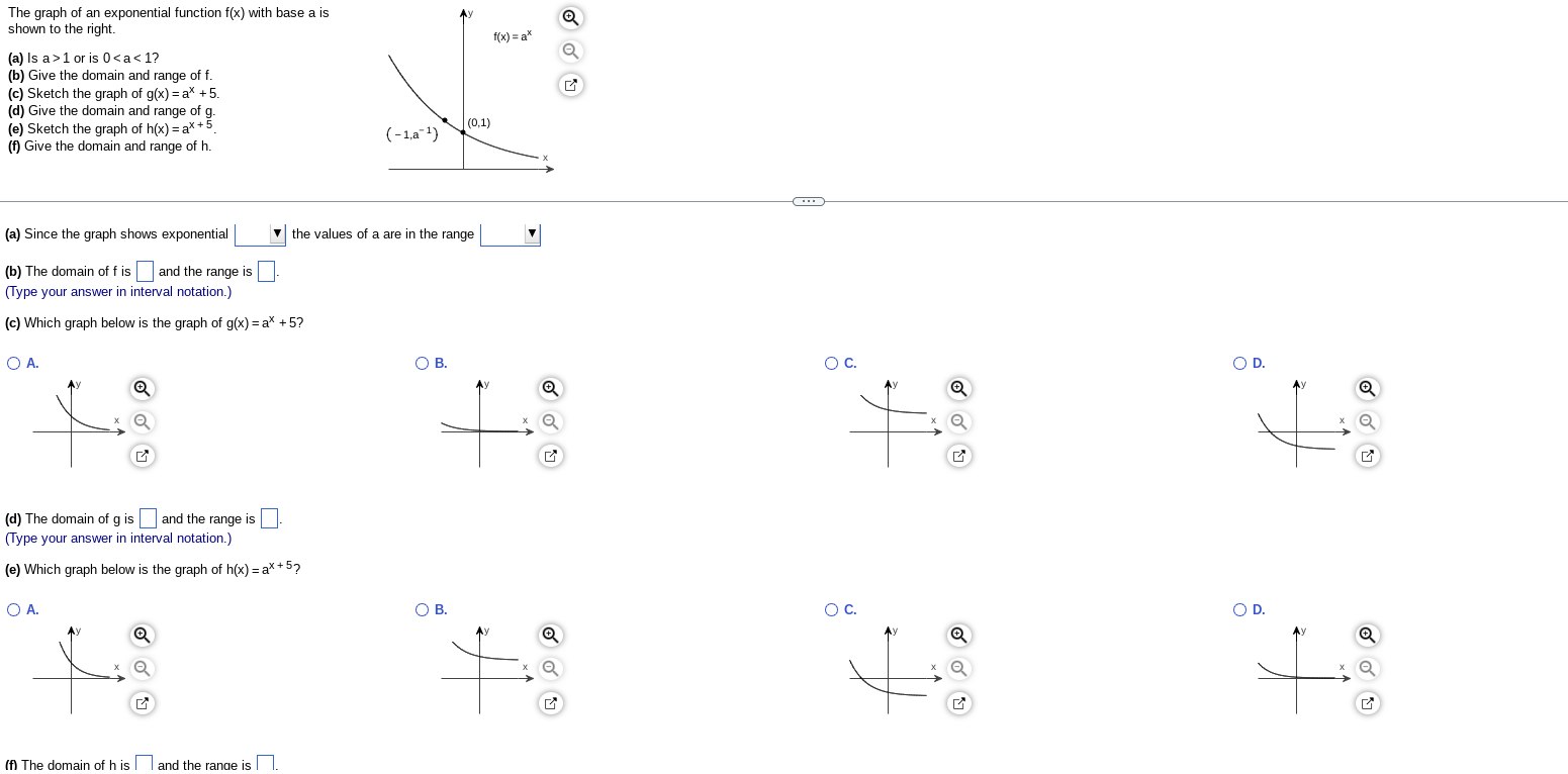 The graph of an exponential function f(x) with base | Chegg.com
