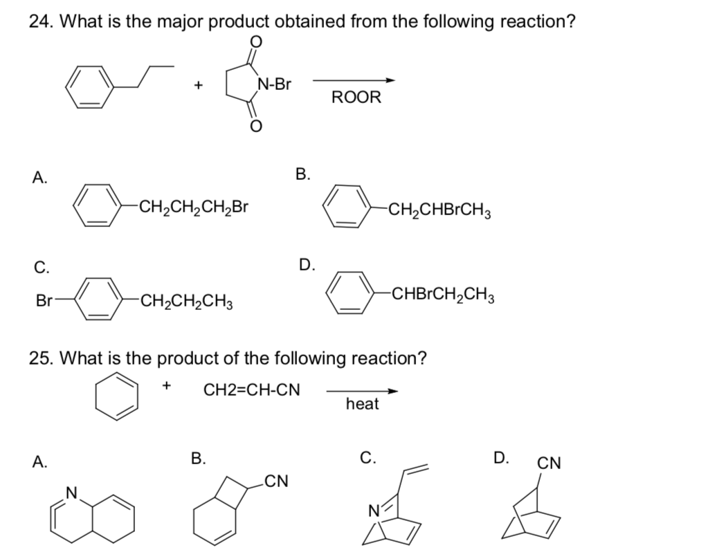 Solved 24. What is the major product obtained from the | Chegg.com