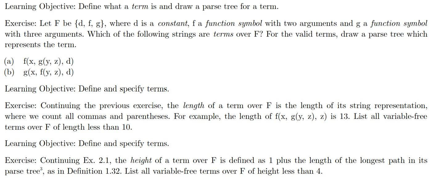 Solved Learning Objective: Define what a term is and draw a | Chegg.com
