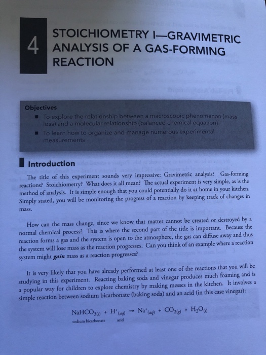 Solved STOICHIOMETRY -GRAVIMETRIC ANALYSIS OF A GAS-FORMING | Chegg.com