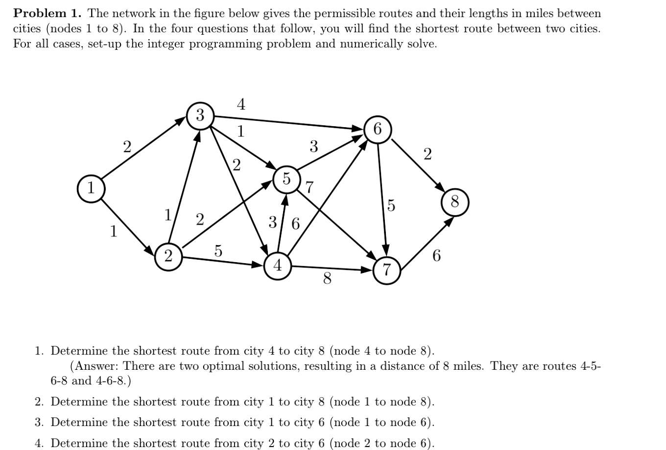 Solved Problem 1. The network in the figure below gives the | Chegg.com