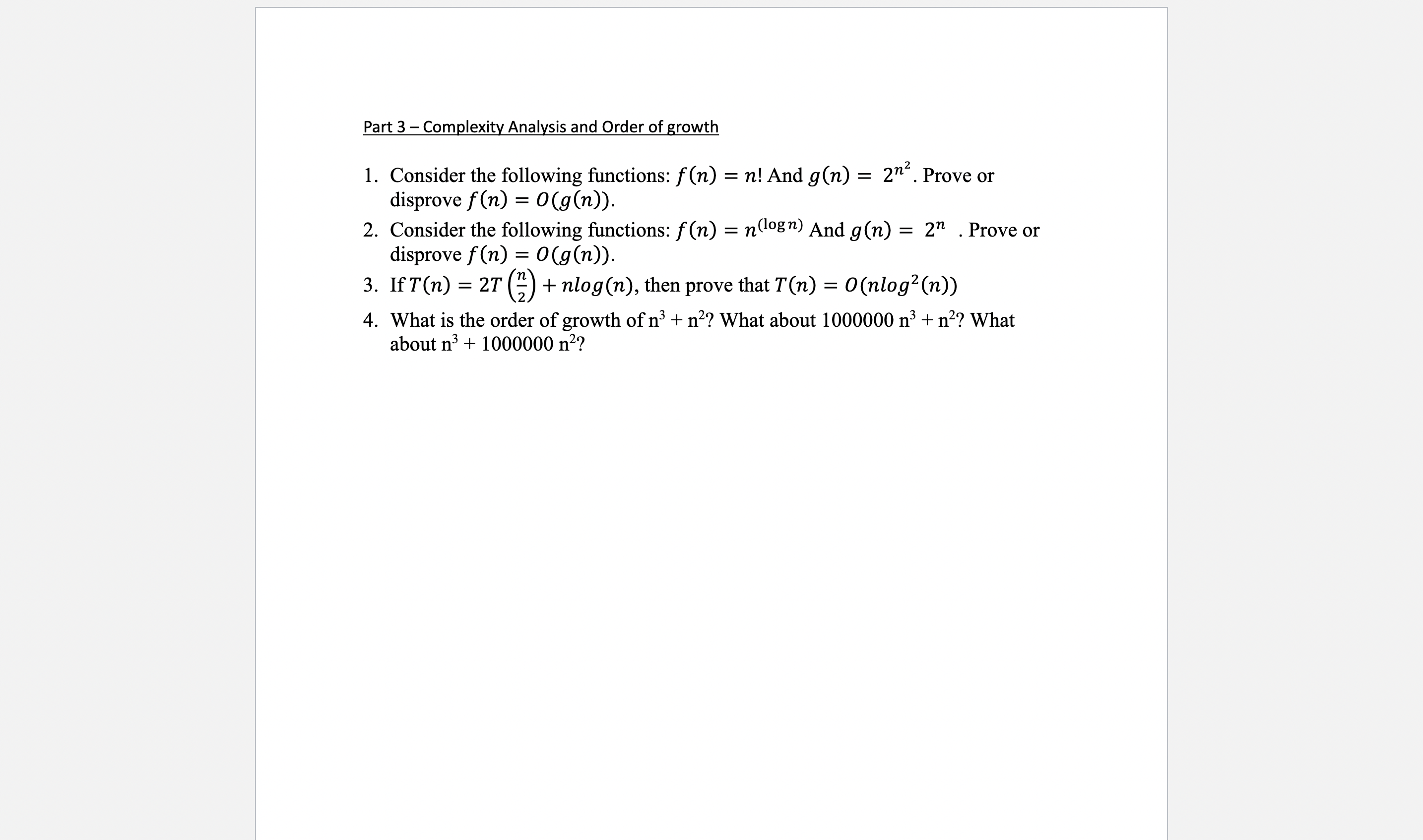 Solved 1 For Each Of The Functions Below Provide The 