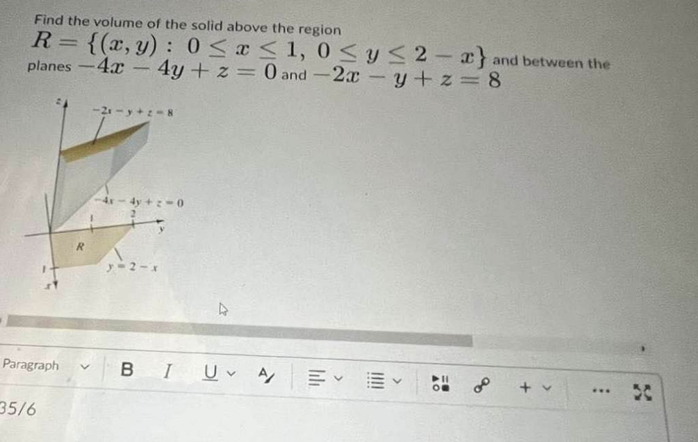 Solved Find the volume of the solid above the | Chegg.com