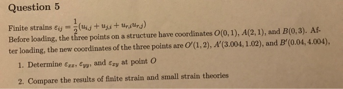 Solved Finite strains epsilon_ij = 1/2 (u_i, j + u_j, i + | Chegg.com