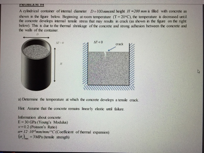 Solved A cylindrical container of internal diameter D = 100 | Chegg.com