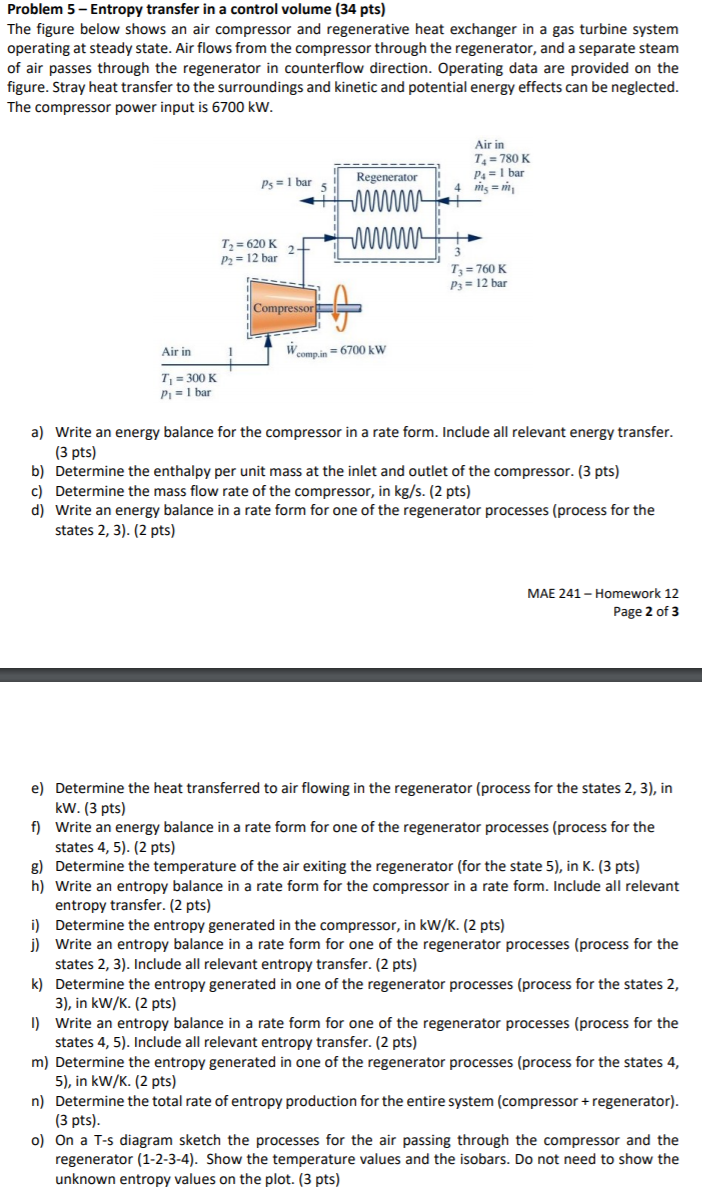 Problem 5 – Entropy transfer in a control volume (34 | Chegg.com