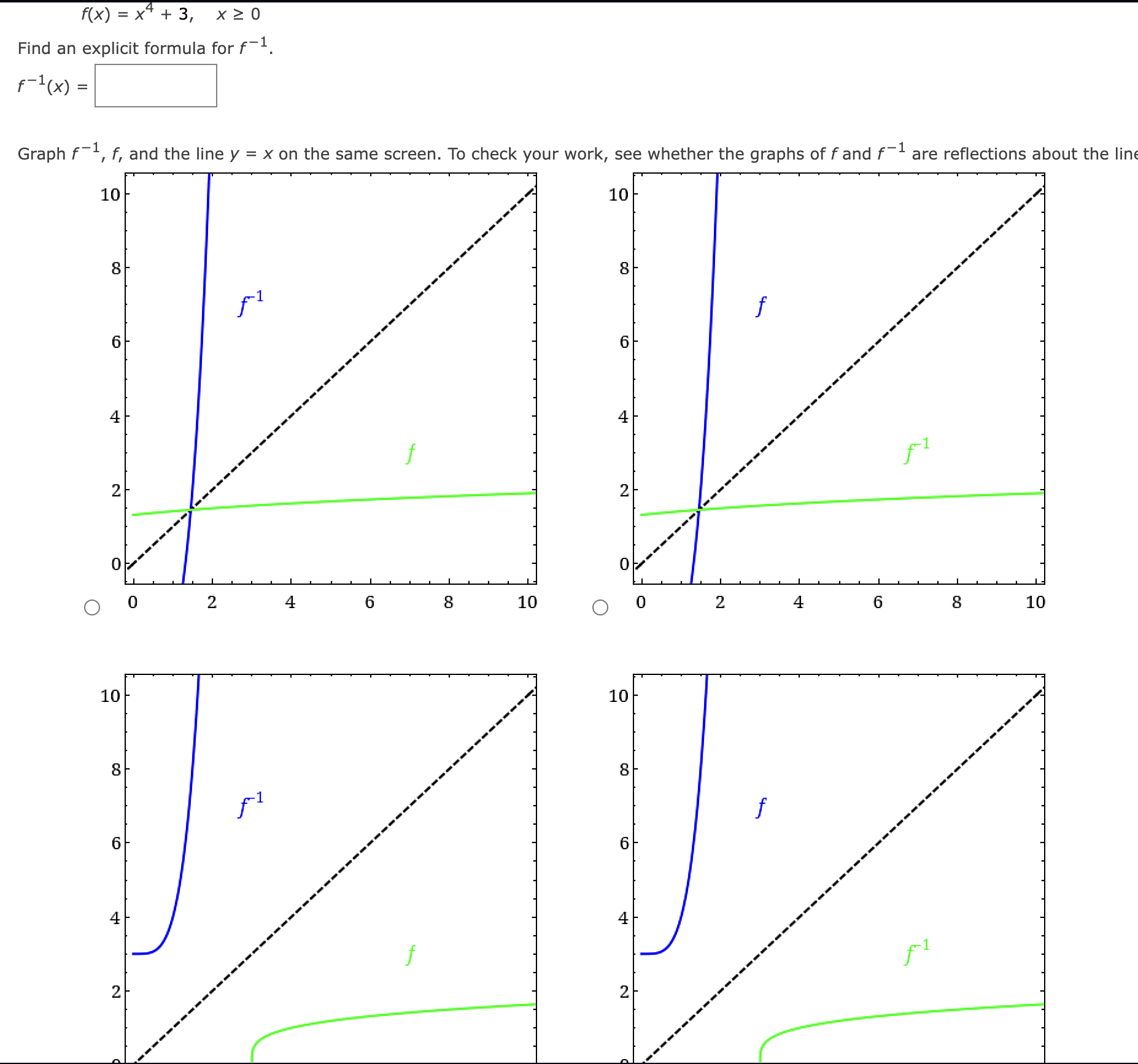 Solved f(x)=x4+3,x≥0Find an explicit formula for | Chegg.com