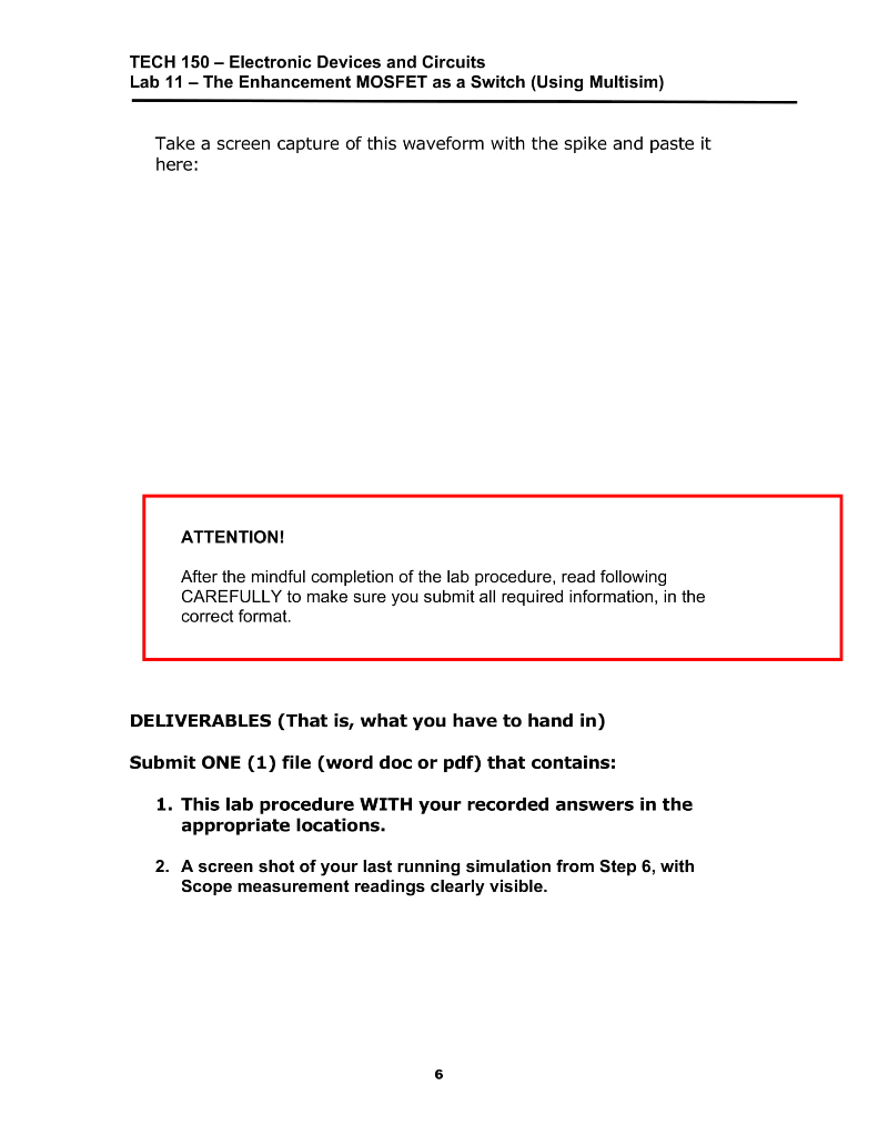 Solved TECH 150 - Electronic Devices and Circuits Lab 11 - | Chegg.com