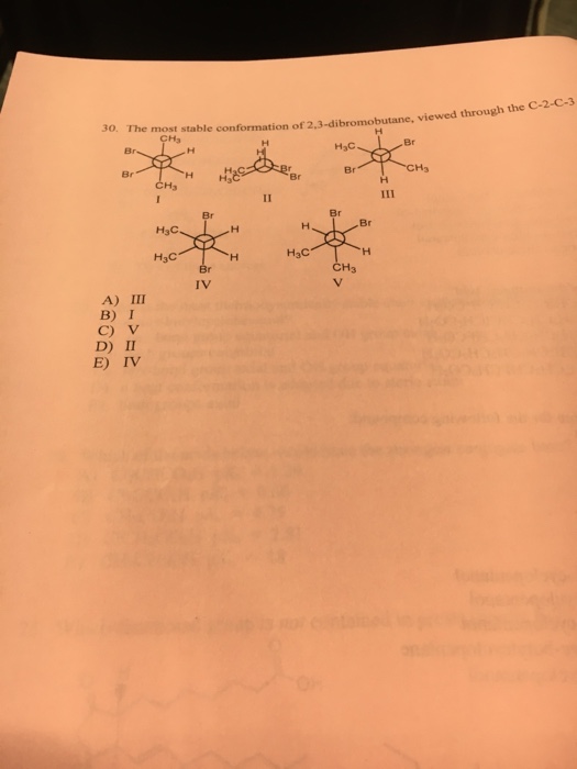 Solved 30. The most stable conformation of 2 | Chegg.com