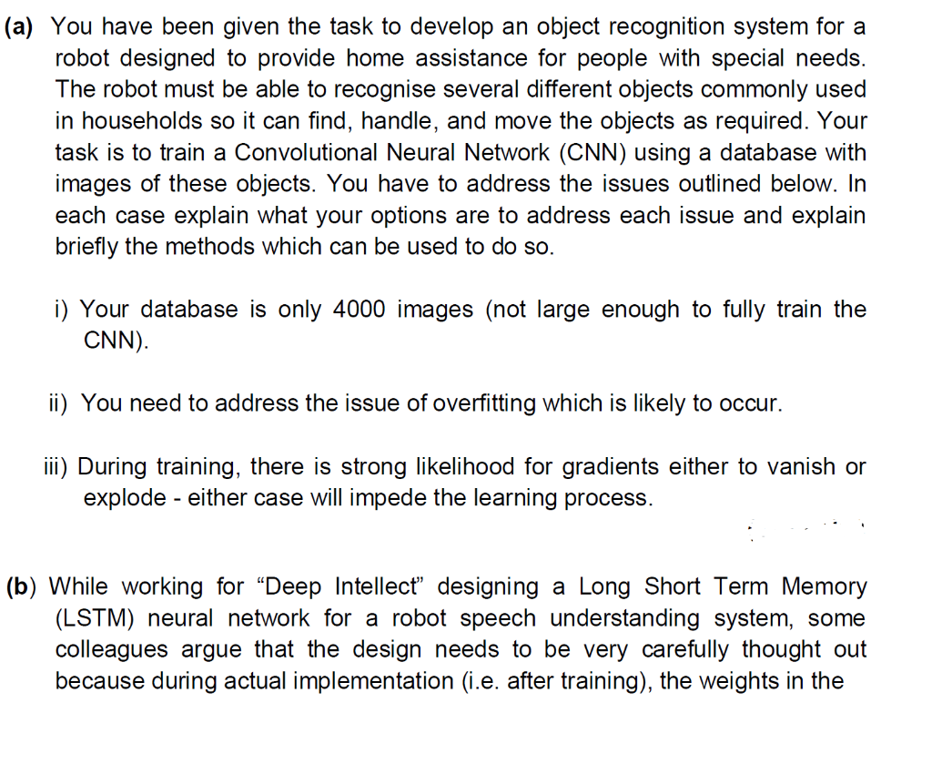 Solved (a) You have been given the task to develop an object | Chegg.com