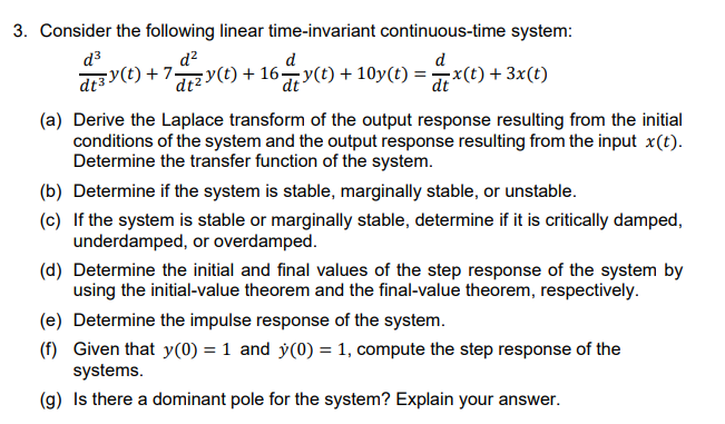 Solved 3. Consider the following linear time-invariant | Chegg.com