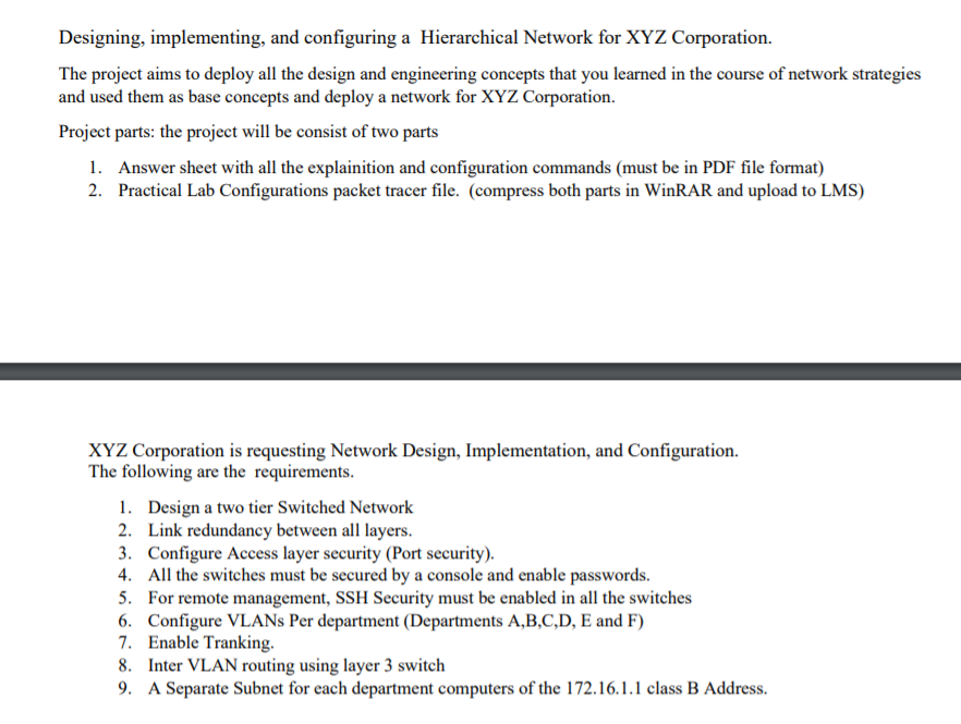 Solved Designing, implementing, and configuring a | Chegg.com