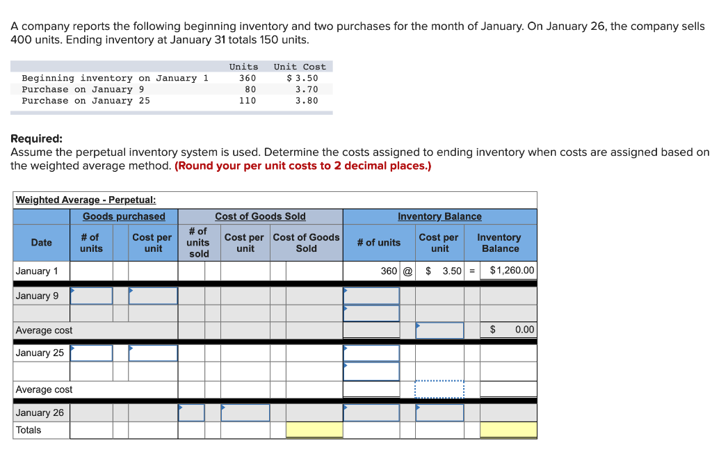 Solved A company reports the following beginning inventory | Chegg.com