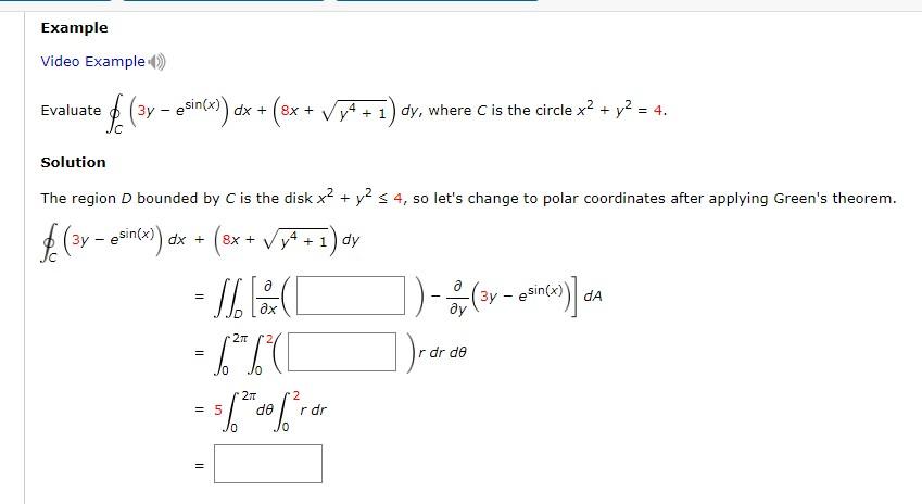 Solved Example Video Example Evaluate | Chegg.com