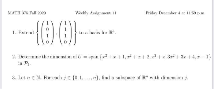 Solved MATH 375 Fall 2020 Weekly Assignment 11 Friday | Chegg.com
