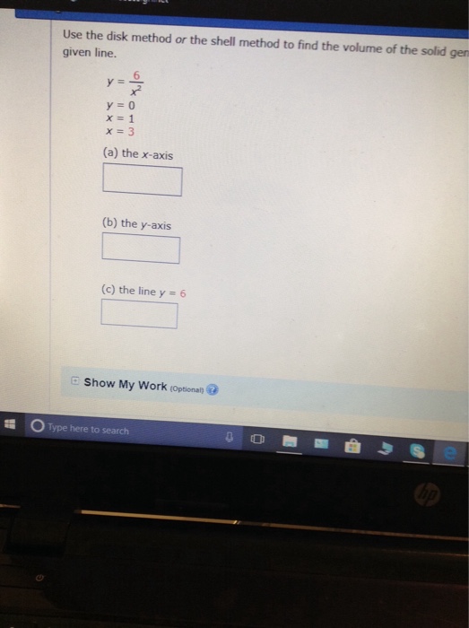 Solved Use disk method or shell method to find the volume of | Chegg.com