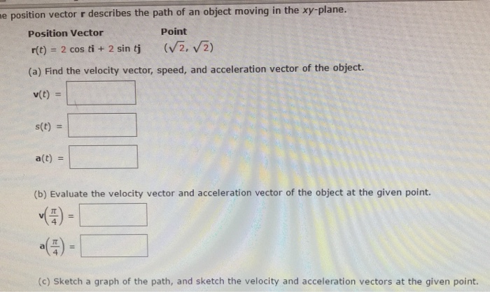 Solved e position vector r describes the path of an object | Chegg.com
