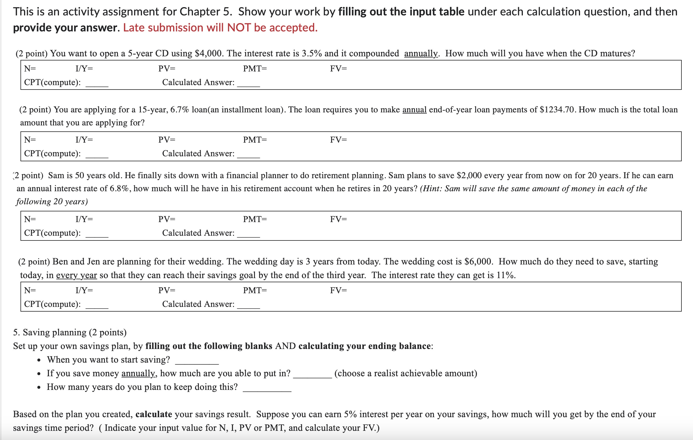 Solved This is an activity assignment for Chapter 5 . Show | Chegg.com