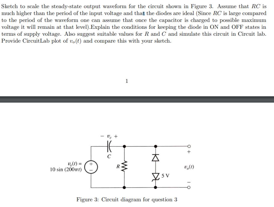 Solved Sketch to scale the steady-state output waveform for | Chegg.com