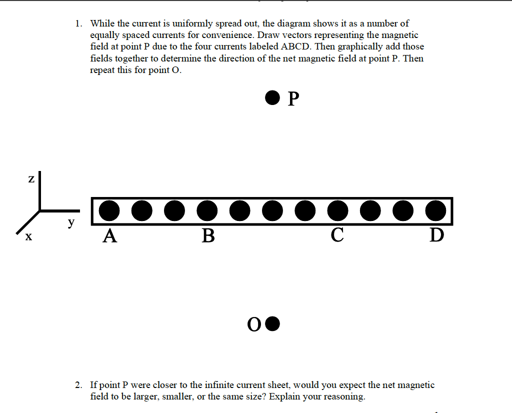 Solved While the current is uniformly spread out, the | Chegg.com