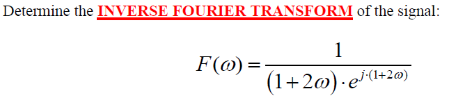 Solved Determine the INVERSE FOURIER TRANSFORM of the | Chegg.com