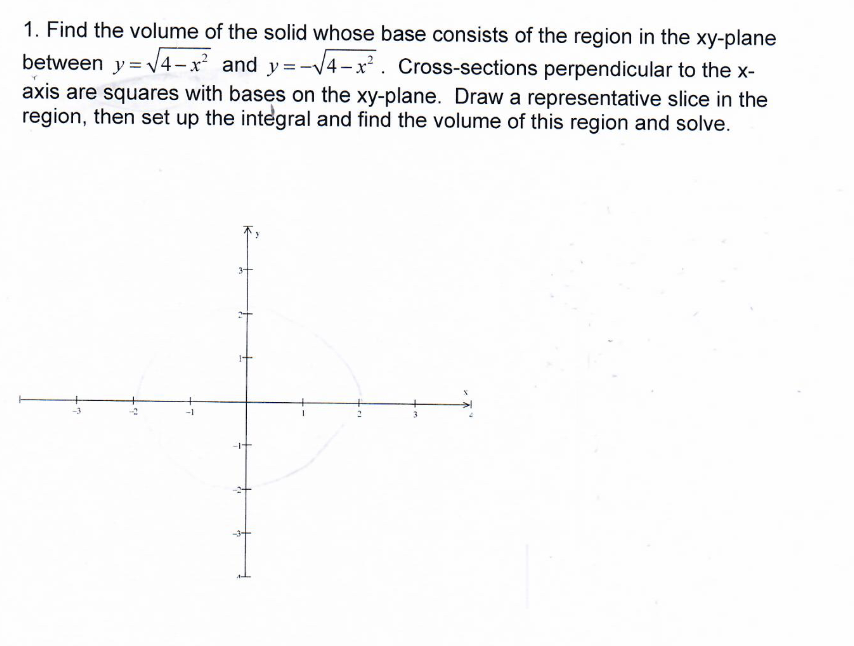 Solved 1. Find the volume of the solid whose base consists | Chegg.com