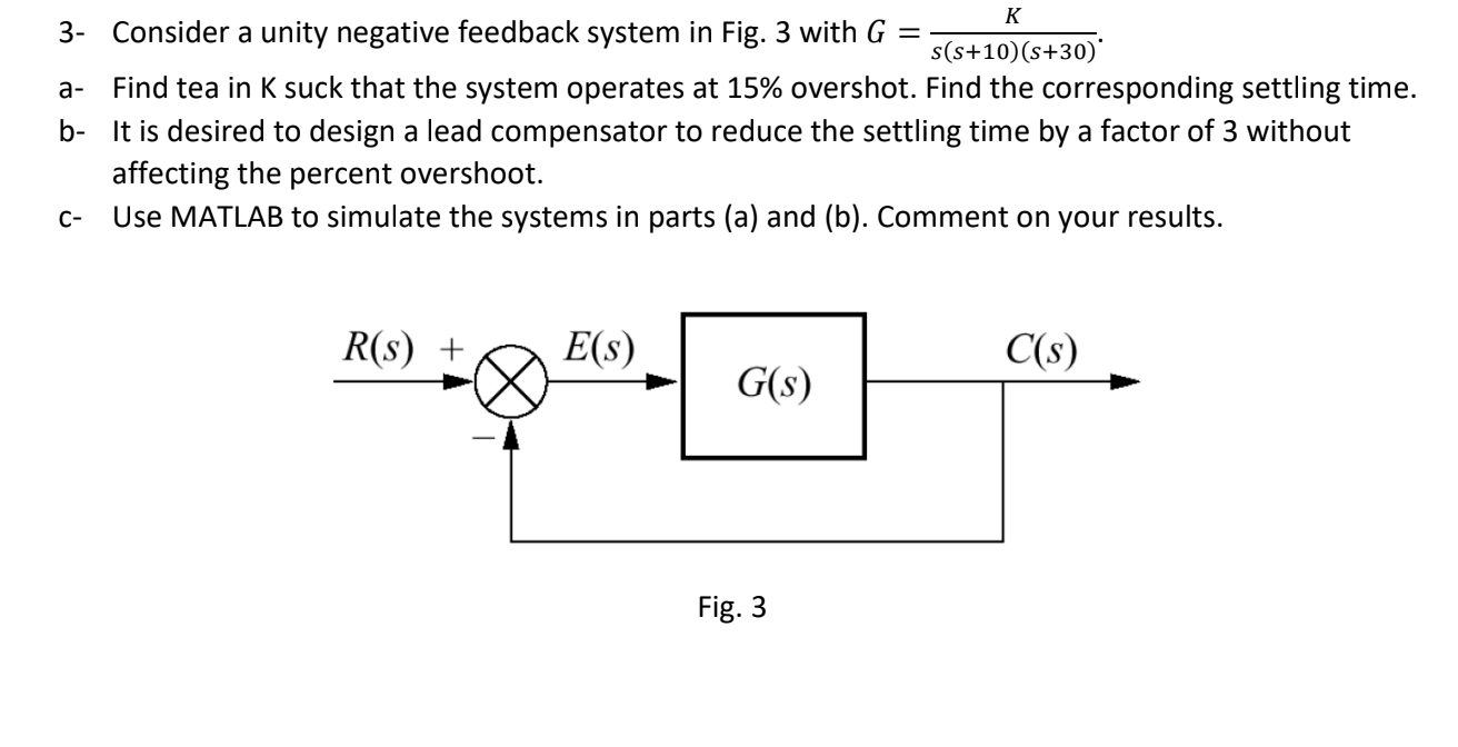 Solved 3- ﻿Consider a unity negative feedback system in Fig. | Chegg.com