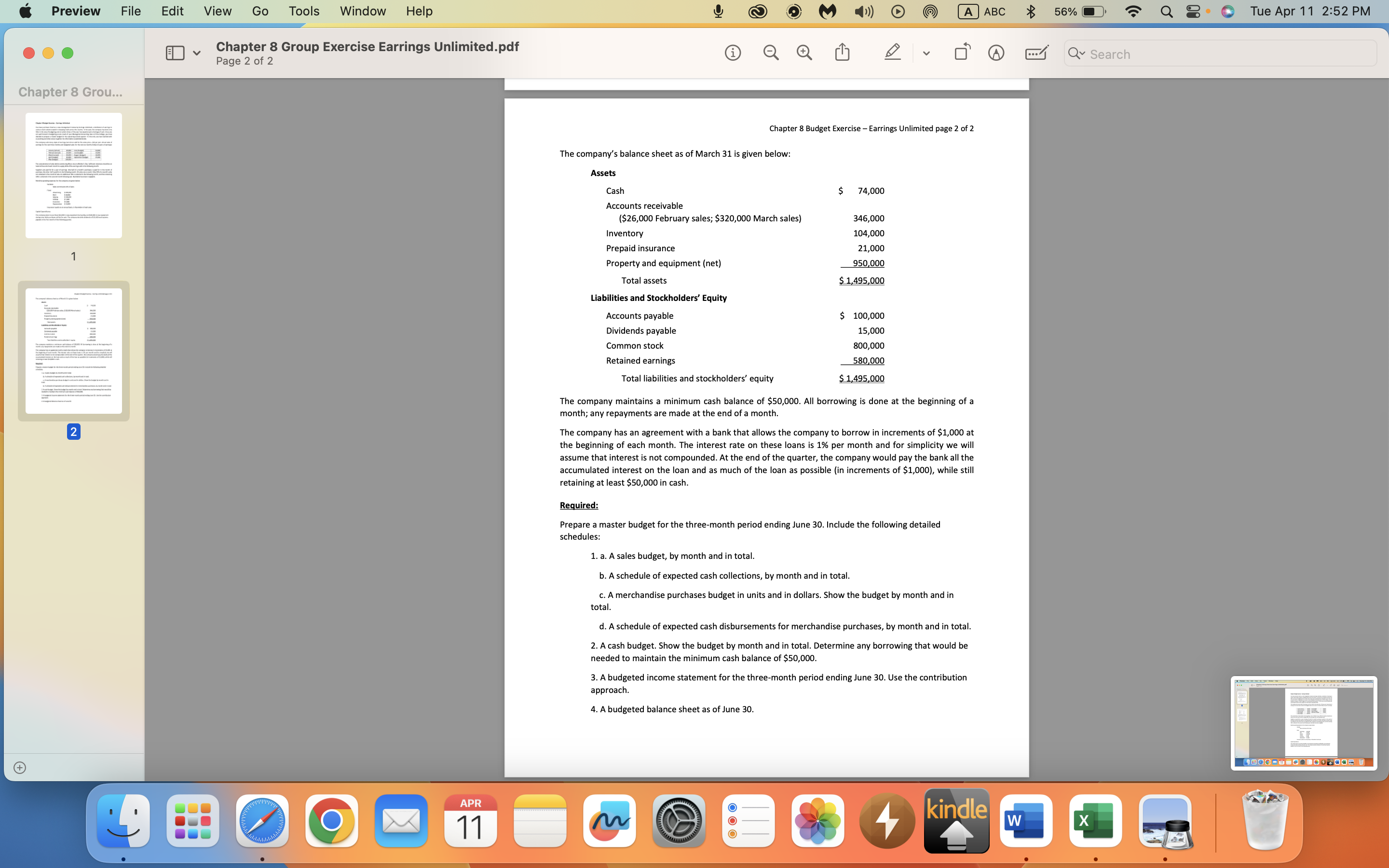 Chapter 8 Group Exercise Earrings Unlimited.pdf Page | Chegg.com