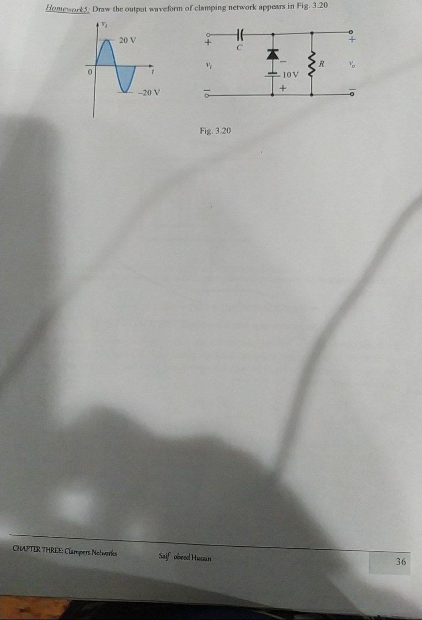 Solved Homeworks. Draw the output waveform of clamping | Chegg.com